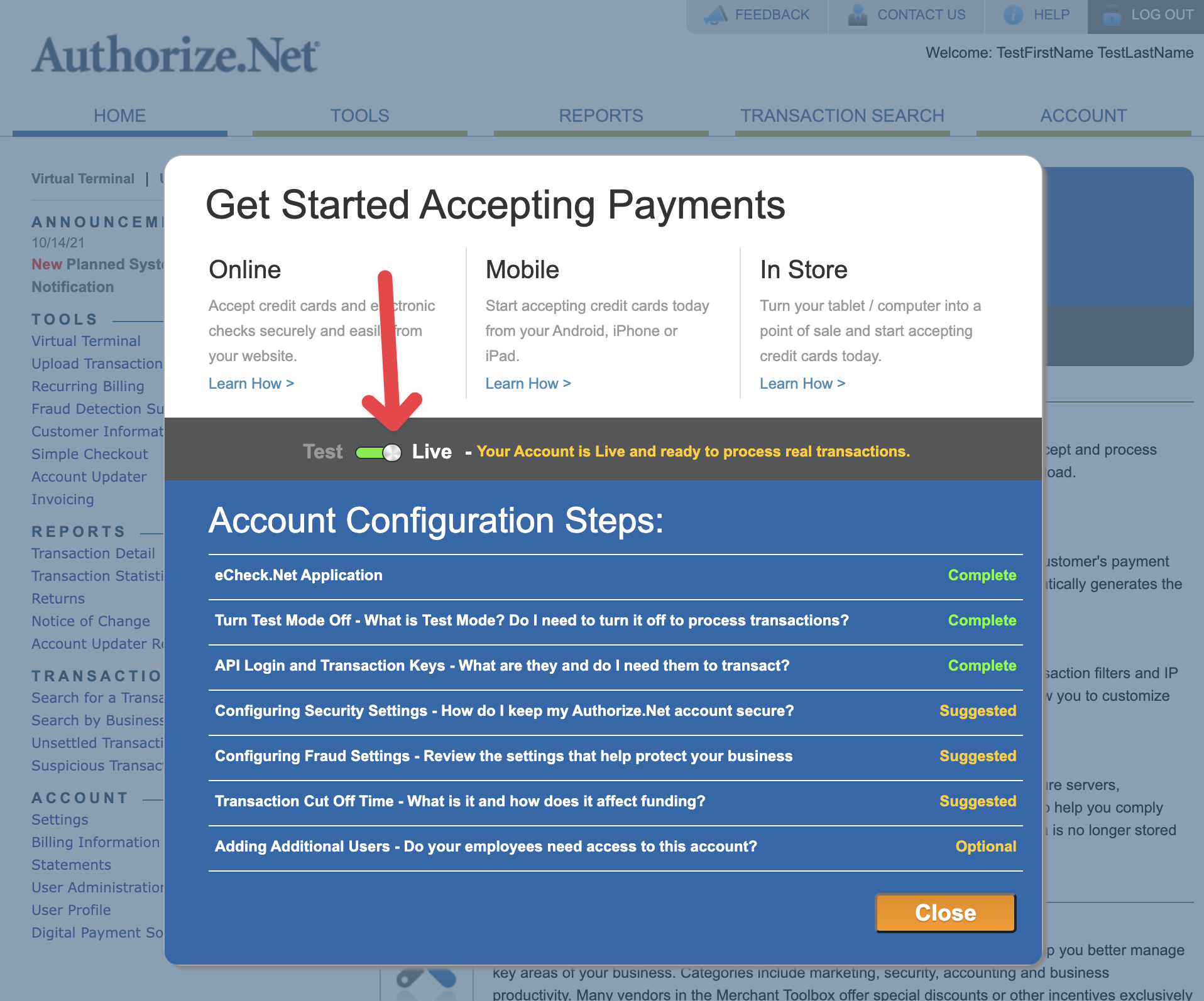 How to setup Authorize.Net Sandbox account in WooCommerce?